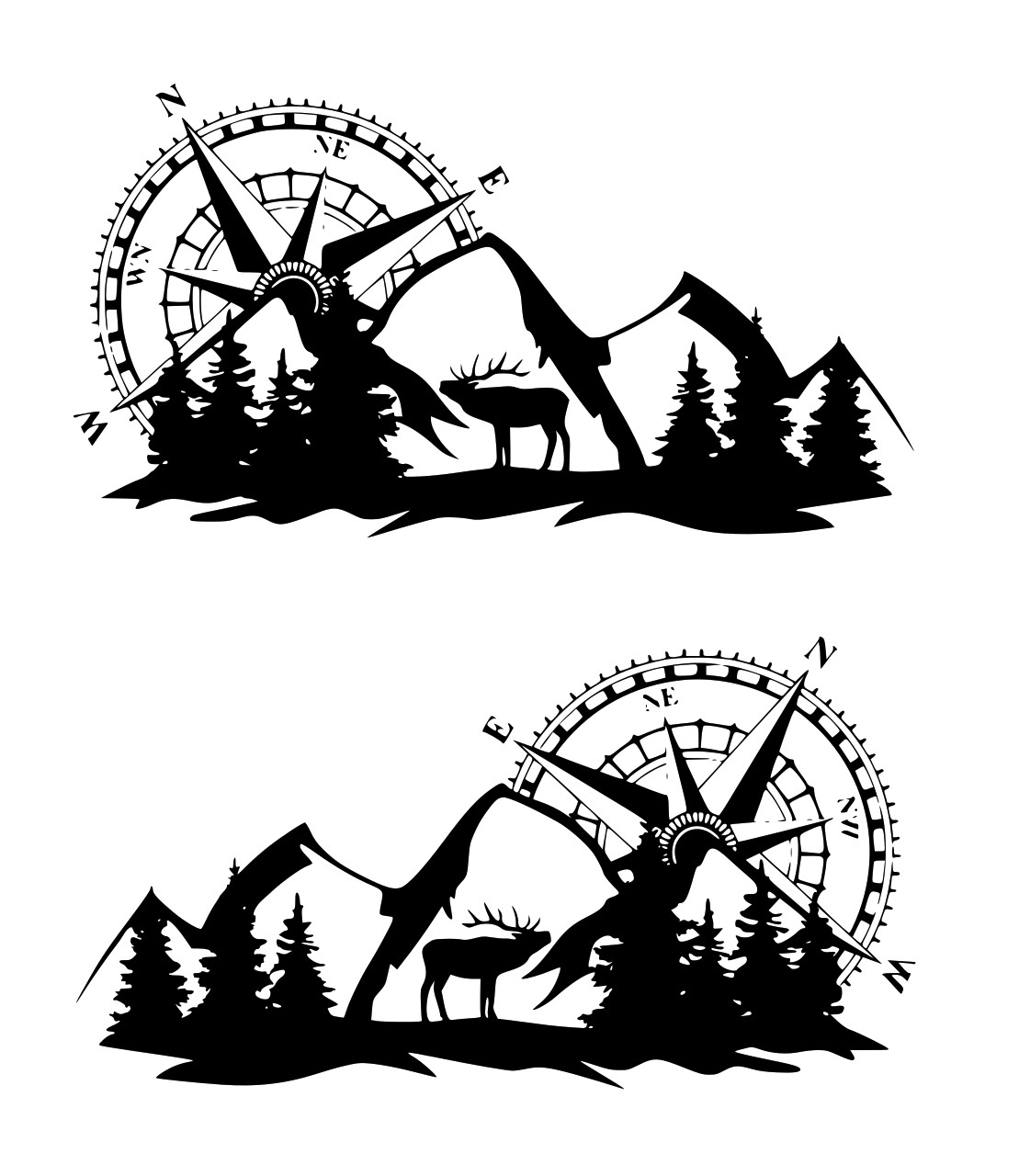 Compass and mountain scene side panel sticker set for bakkies – Vaap
